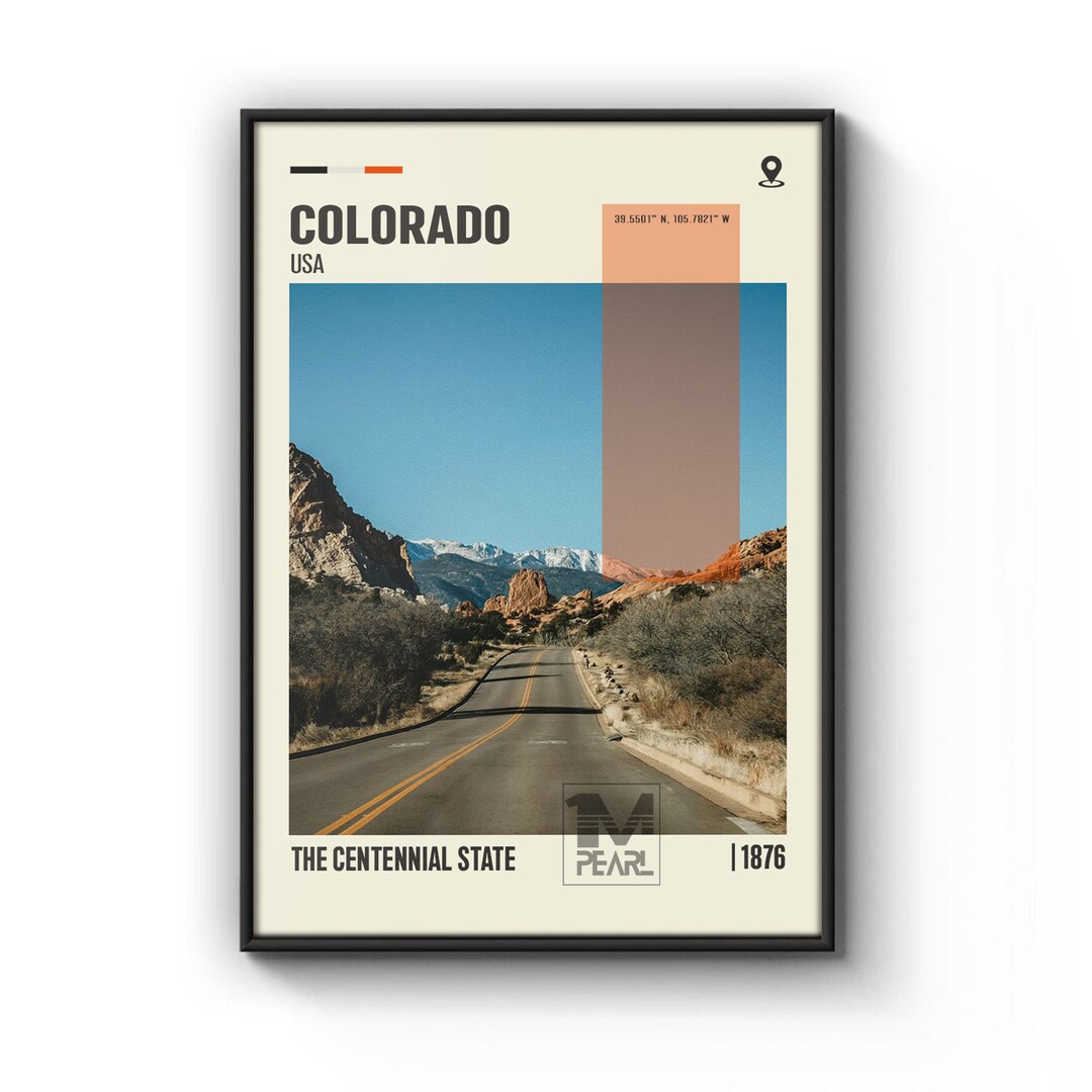 Mid Century Modern Colorado Poster Retro Colorado Wall Art - Etsy