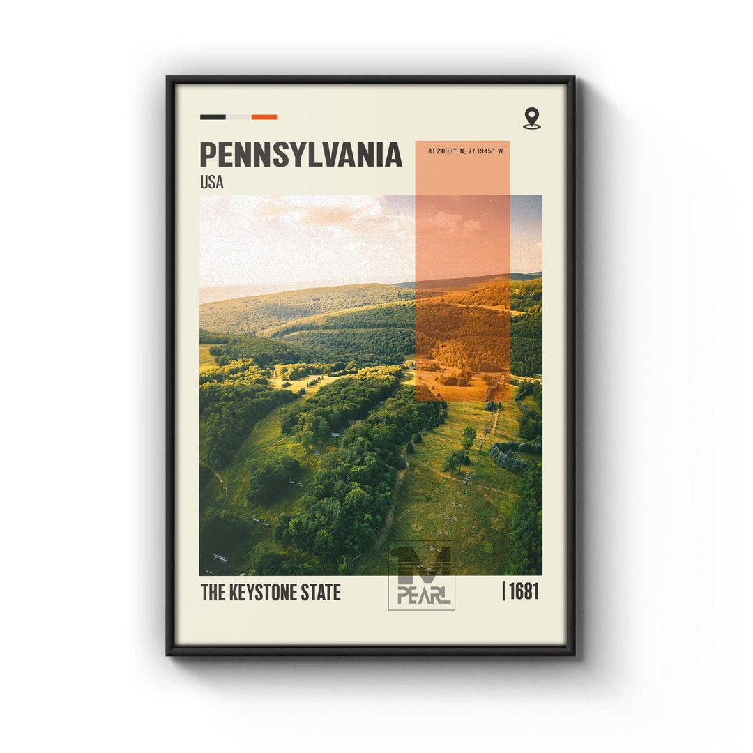 Mid Century Modern Pennsylvania Poster Retro Pennsylvania - Etsy