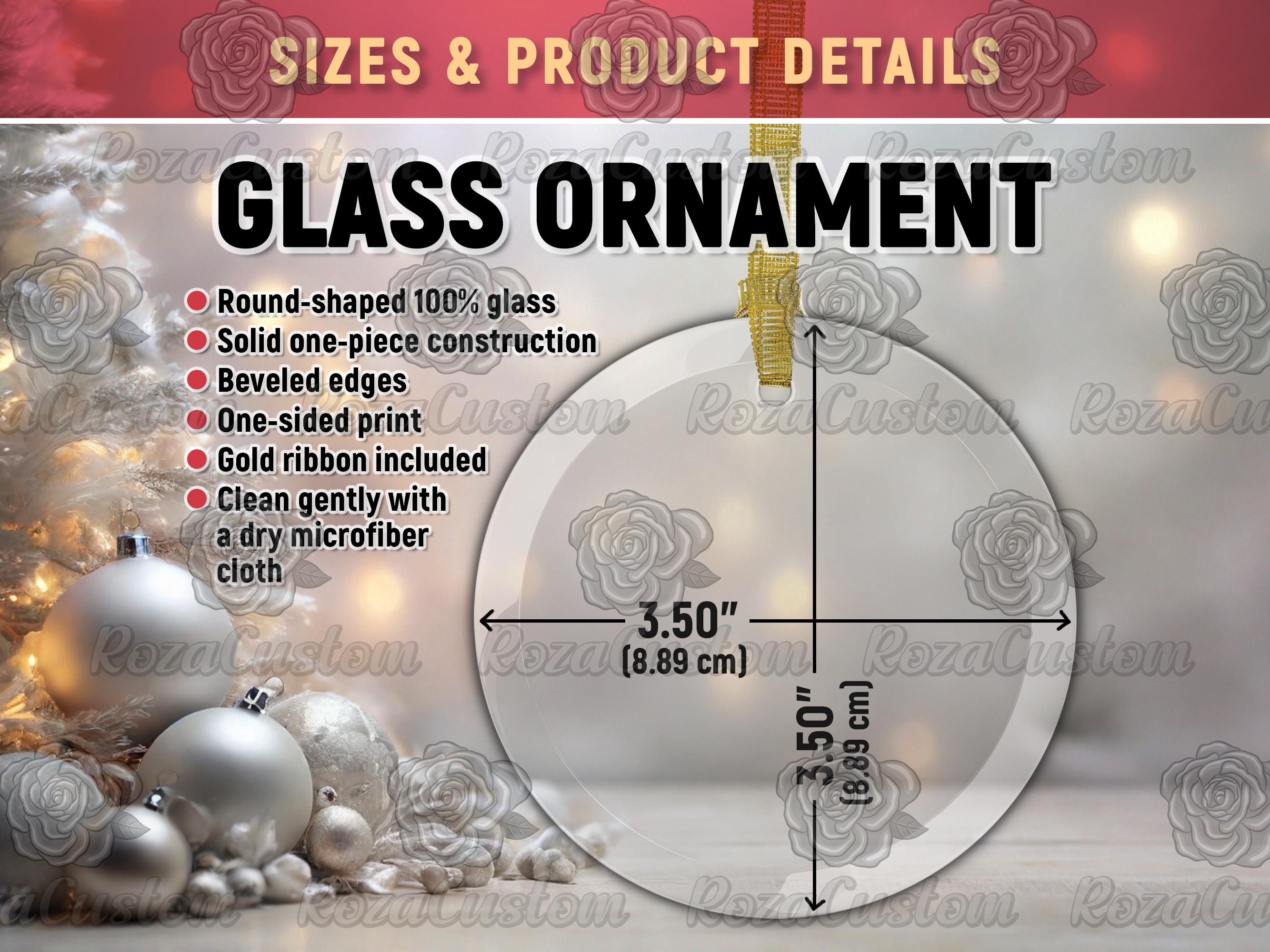 Glass Round Christmas Ornament Size Chart, Mockup Image, Product ...