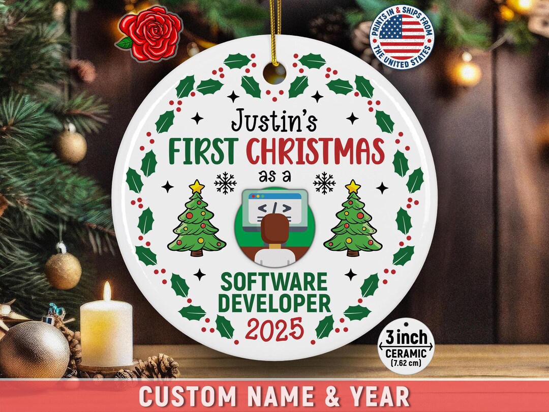 Software Developer First Christmas Ornament Personalized Information ...