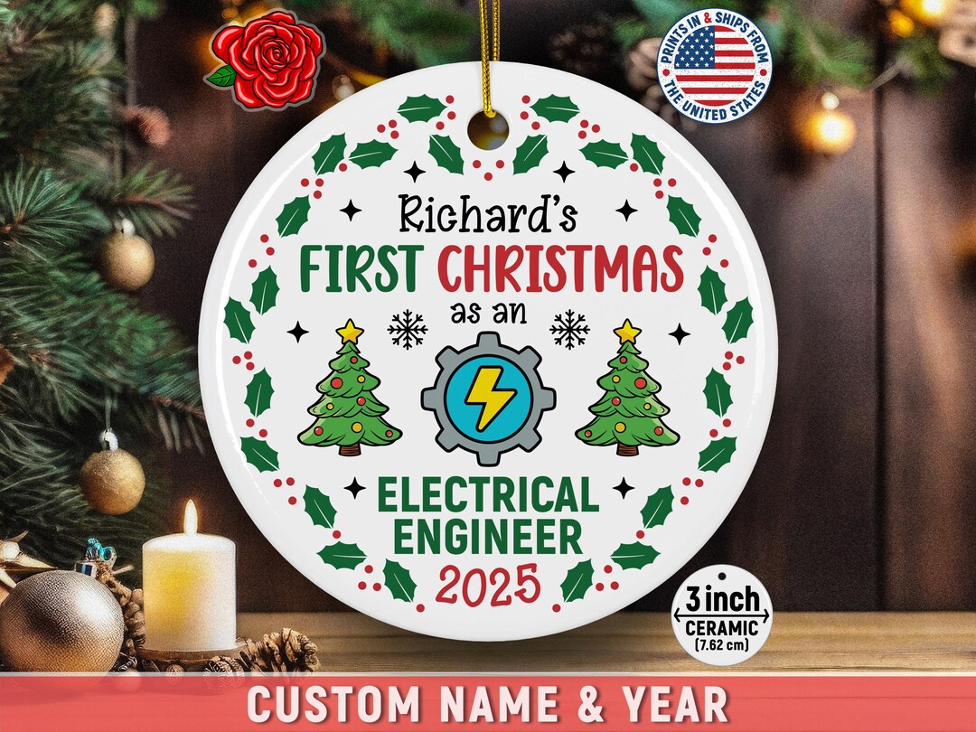 Custom Name Electrical Engineer First Christmas Ornament Personalized ...