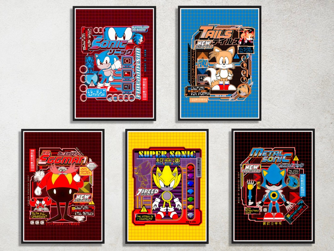 Set of 5 Sonic the Hedgehog Digital Download Poster Bundle for Bedroom ...