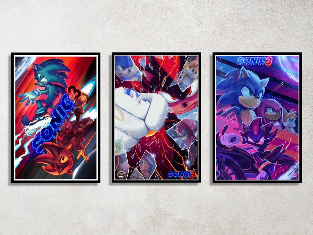Set of 3 Sonic the Hedgehog Digital Download Poster Bundle for Bedroom ...