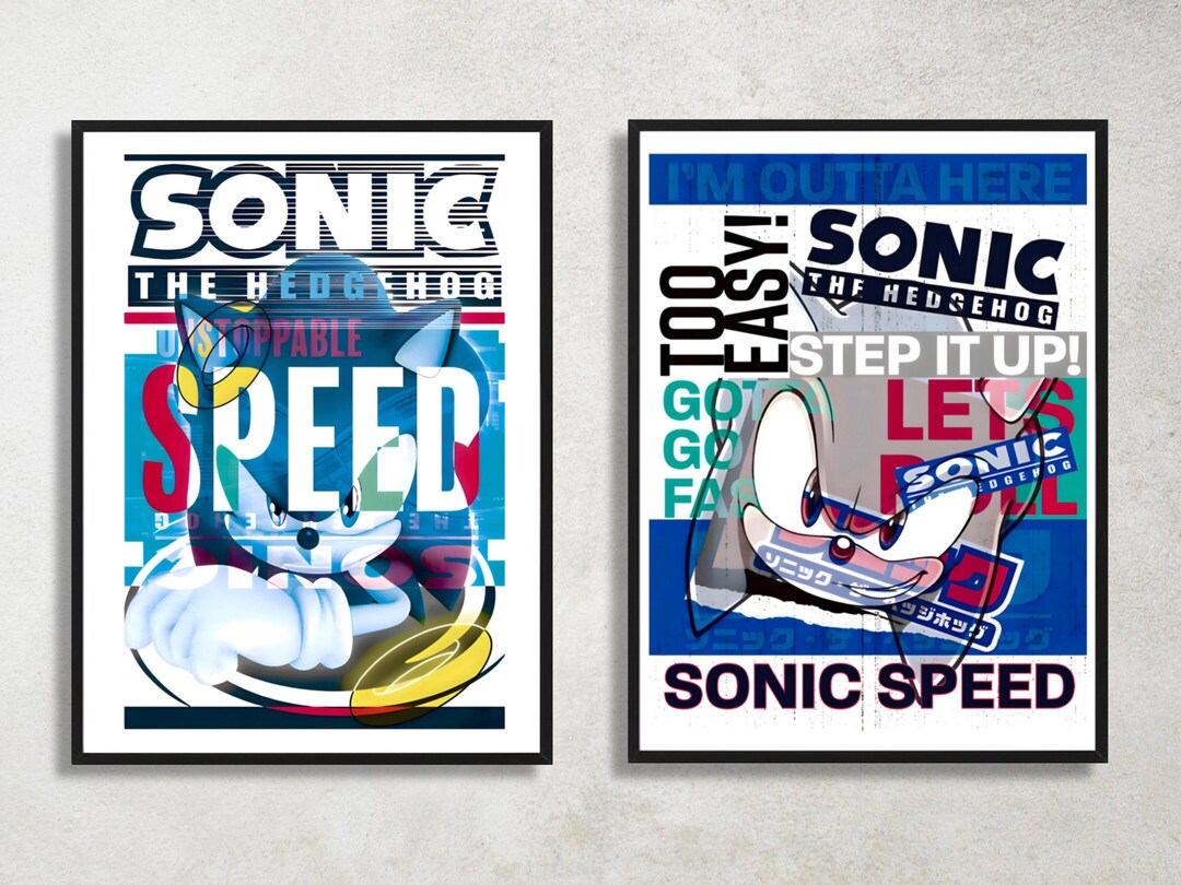Set of 2 Sonic the Hedgehog Digital Download Poster Bundle for Bedroom ...
