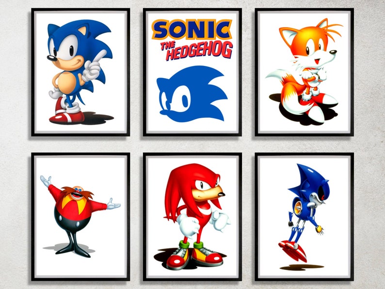 Set of 6 Sonic the Hedgehog Digital Download Poster Bundle for Bedroom ...