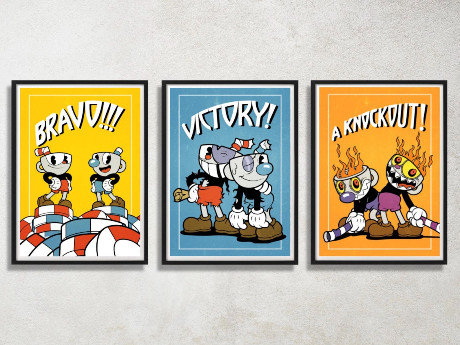 Set of 3 Cuphead Digital Download Poster Bundle for Bedroom Decor ...