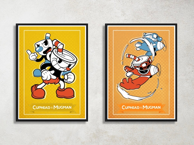 Set of 2 Cuphead Digital Download Poster Bundle for Bedroom Decor ...