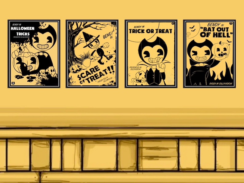 Set of 4 Bendy and the Ink Machine Digital Download Poster Bundle for ...