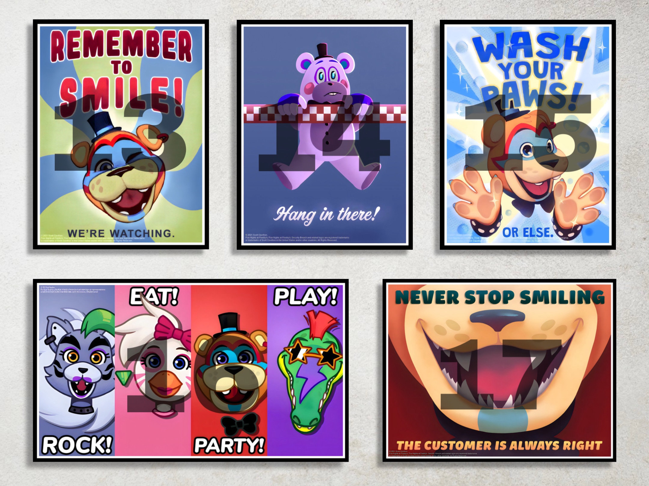 Pick Your Set of 5 Five Nights at Freddys Digital Download Poster ...