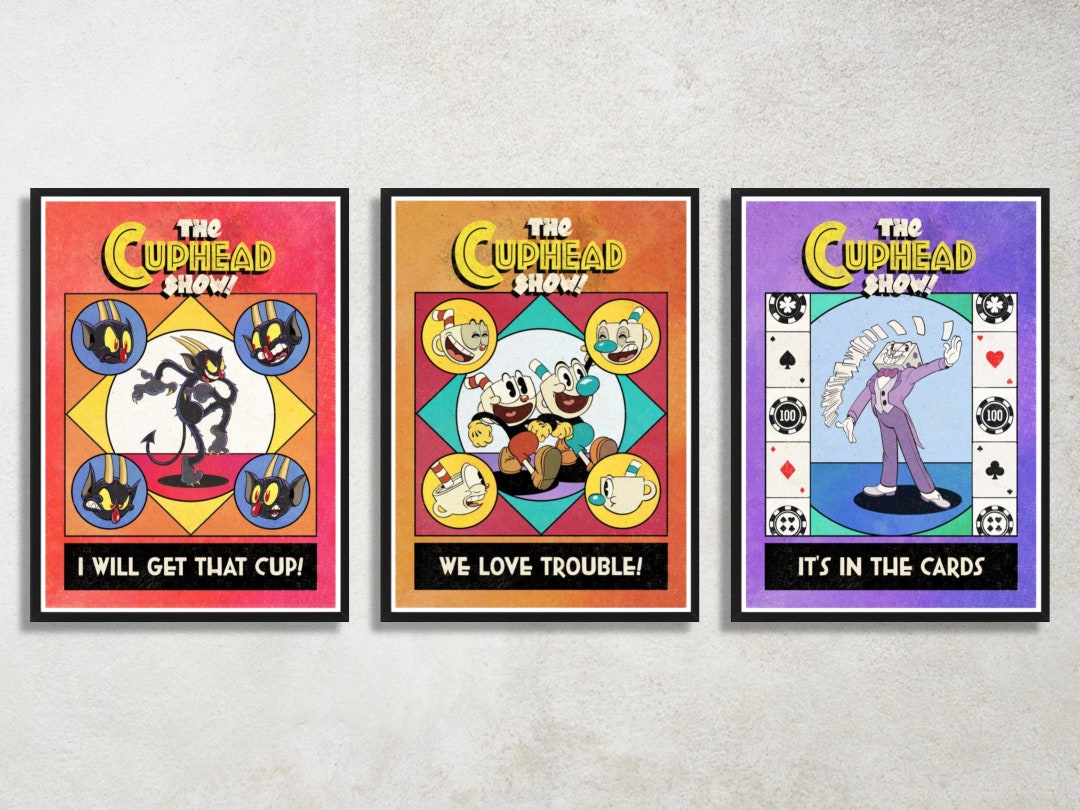 Set of 3 Cuphead Digital Download Poster Bundle for Bedroom Decor ...