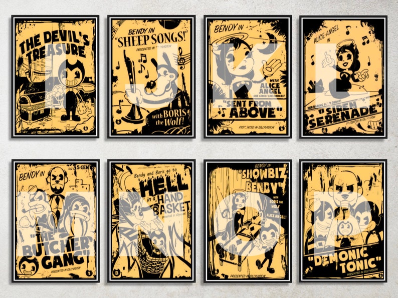 Pick Your Set of 5 Bendy and the Ink Machine Digital Download Poster ...
