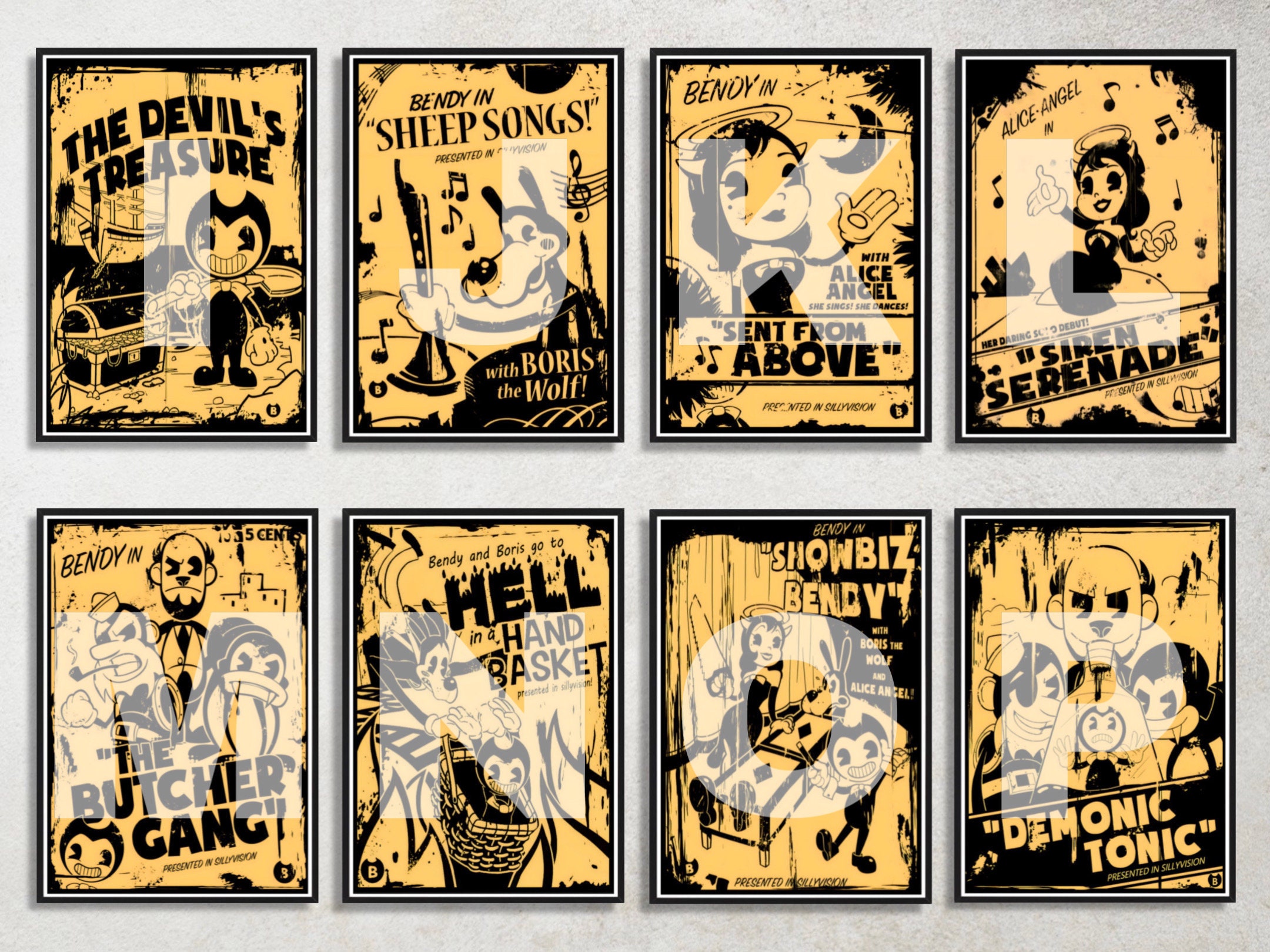 Pick Your Set of 5 Bendy and the Ink Machine Digital Download Poster ...