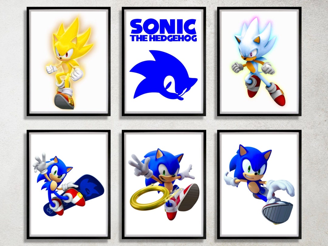 Set of 6 Sonic the Hedgehog Digital Download Poster Bundle for Bedroom ...