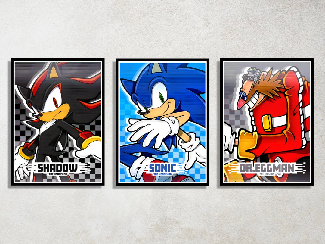 Set of 3 Sonic the Hedgehog Digital Download Poster Bundle for Bedroom ...