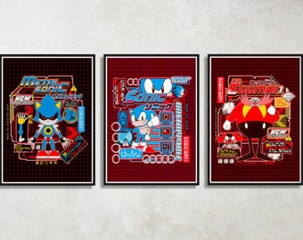 Set of 3 Custom Sonic the Hedgehog Digital Download Poster Bundle for ...