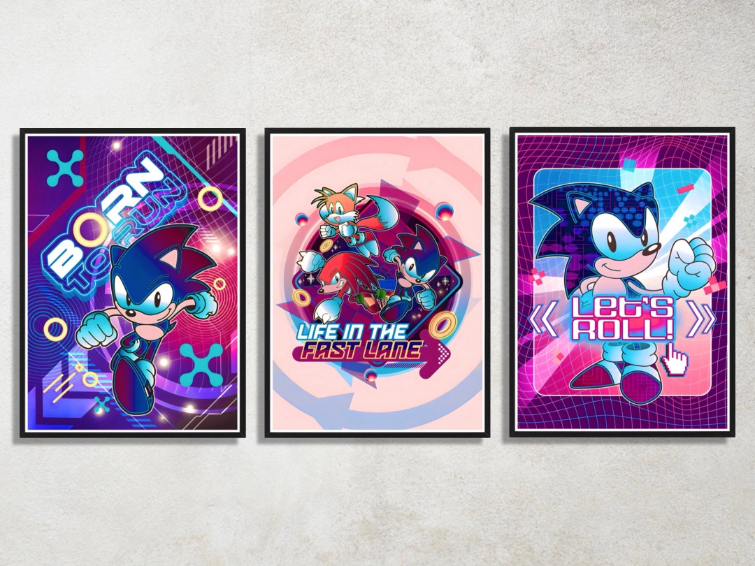 Set of 3 Sonic the Hedgehog Digital Download Poster Bundle for Bedroom ...