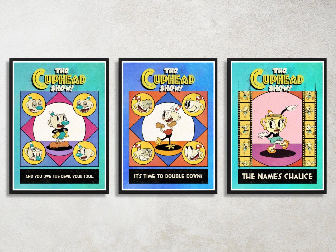 Set of 3 Cuphead Digital Download Poster Bundle for Bedroom Decor ...