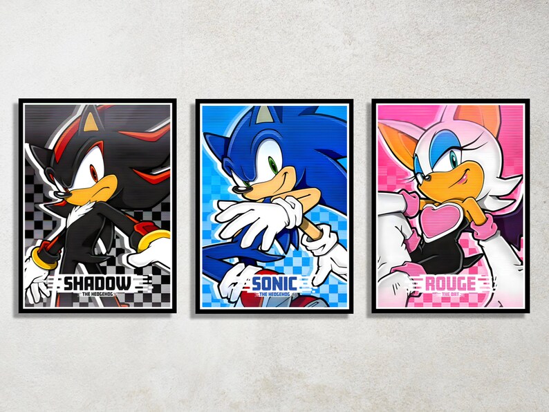 Set of 3 Sonic the Hedgehog Digital Download Poster Bundle for Bedroom ...