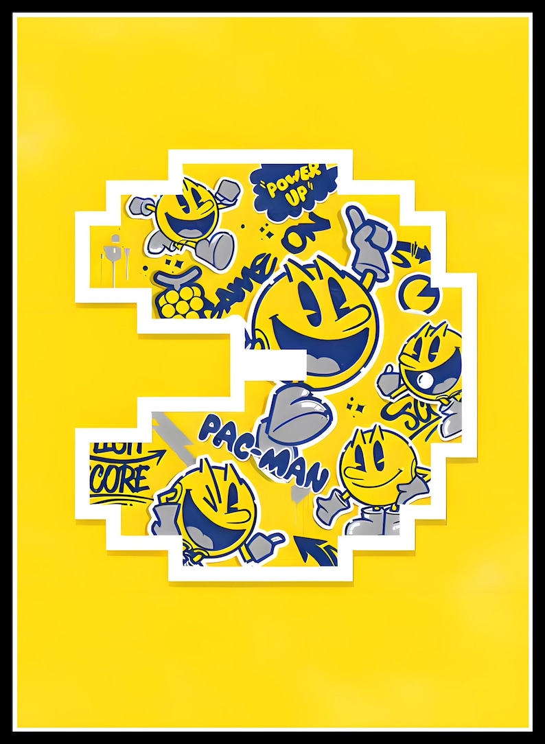 Set of 3 Pac-man Digital Download Poster Bundle for Bedroom Decor ...