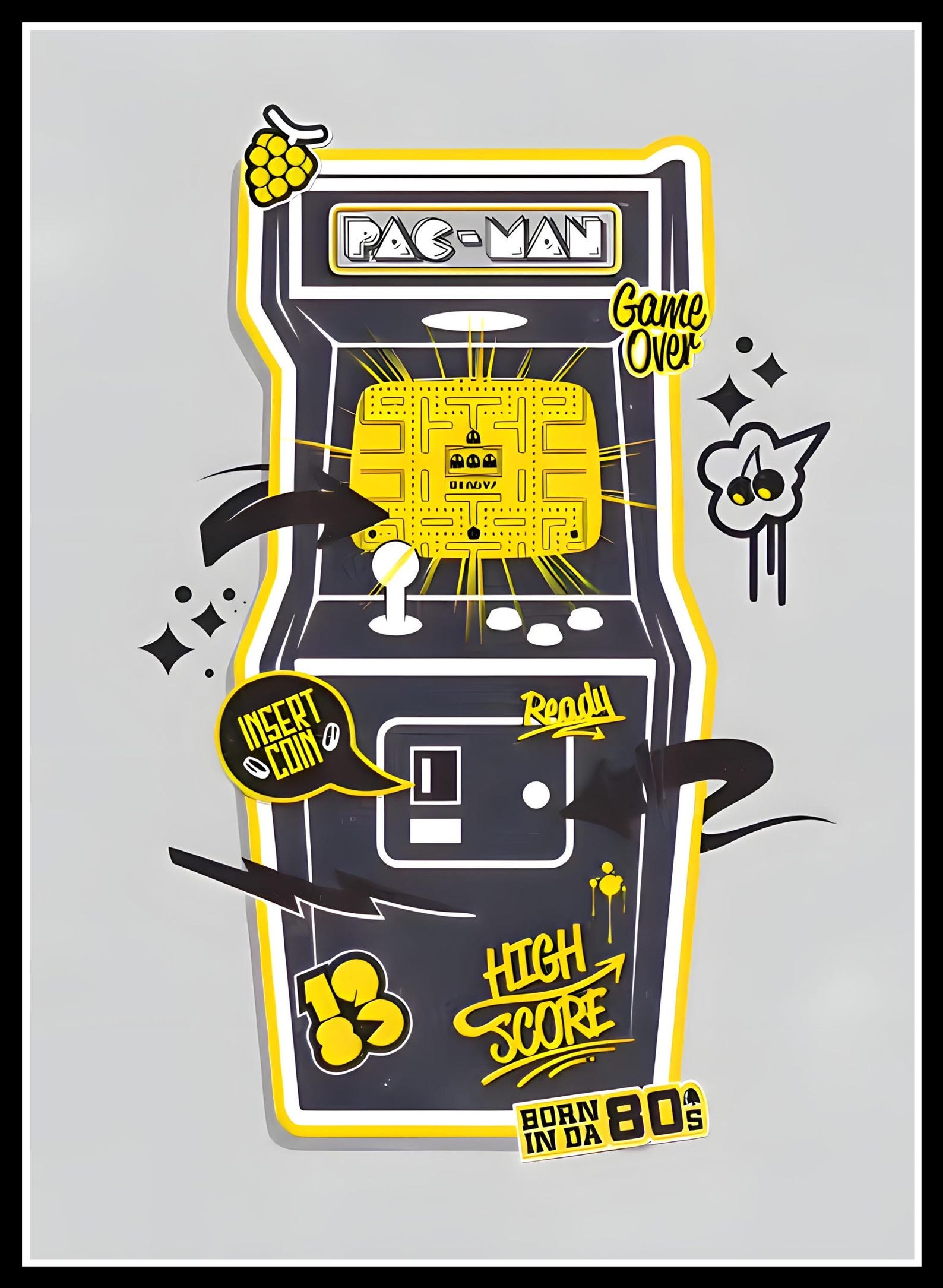 Set of 3 Pac-man Digital Download Poster Bundle for Bedroom Decor ...