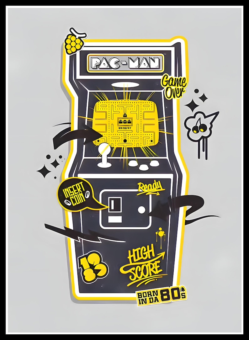 Set of 3 Pac-man Digital Download Poster Bundle for Bedroom Decor ...