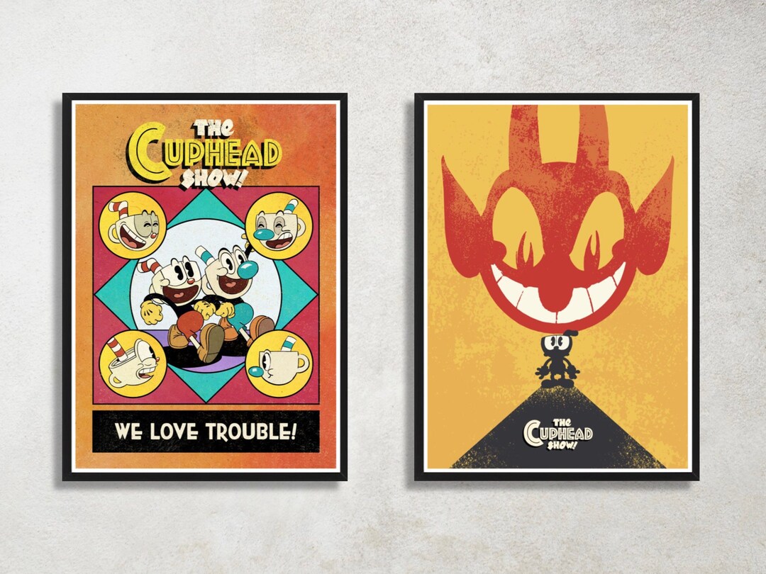 Set of 2 Cuphead Digital Download Poster Bundle for Bedroom Decor ...