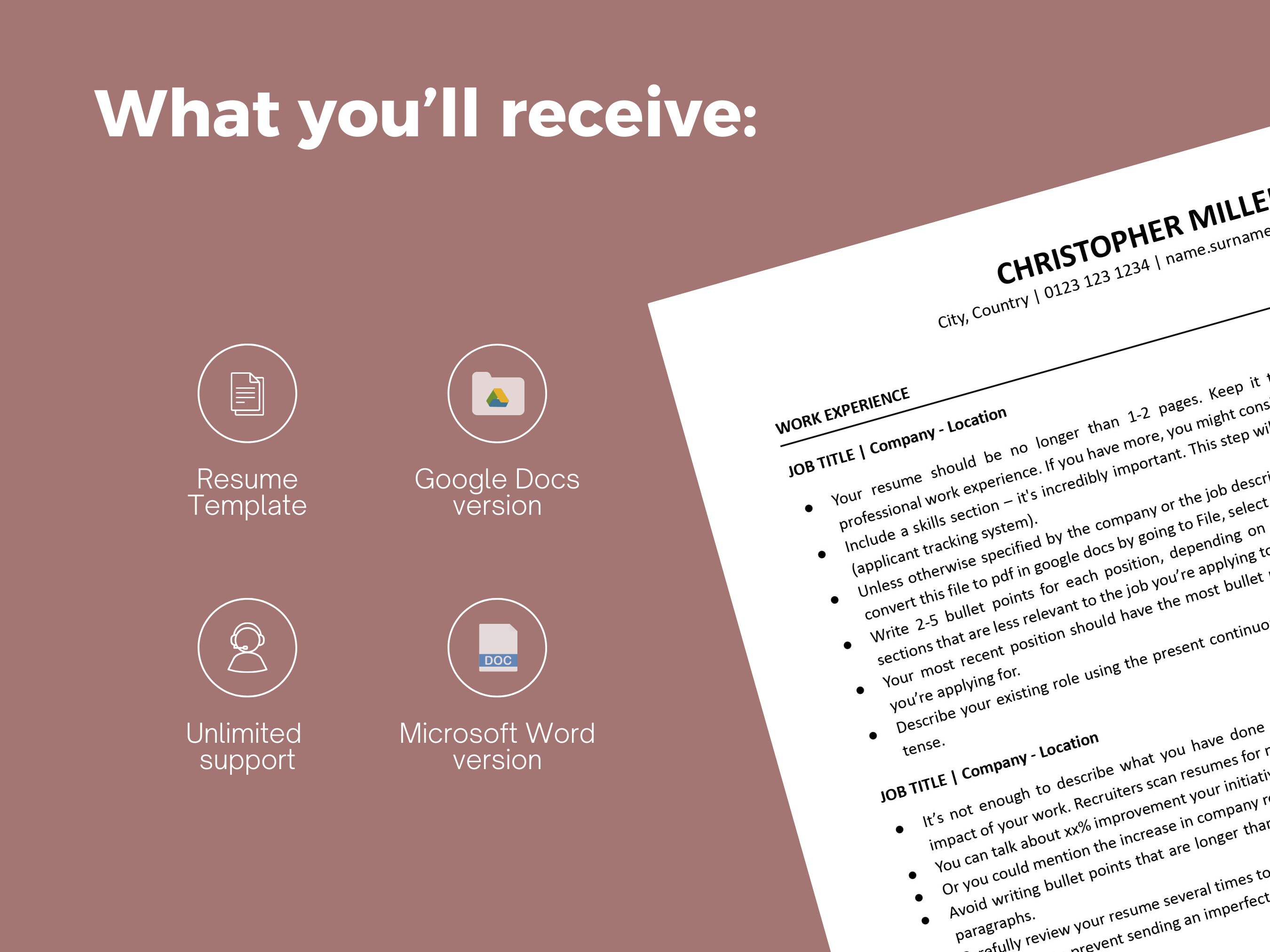 Professional Minimalist Resume Template Single Column Format for Word ...