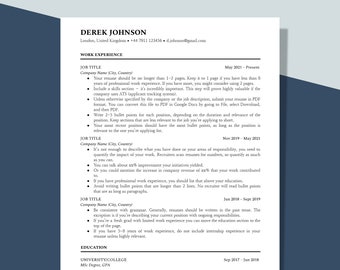Simple Basic Resume Template for Word, Pages, Google Docs, Traditional ...