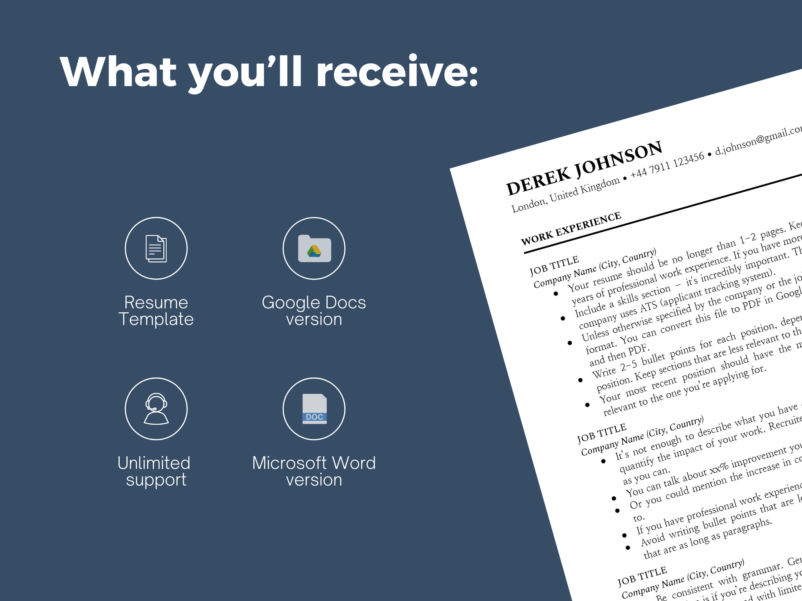 Minimalist Simple CV Resume Template for Word, Google Docs, 1 Page ...