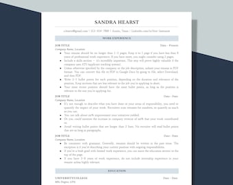 Professional Minimalist Resume Template Single Column Format for Word ...