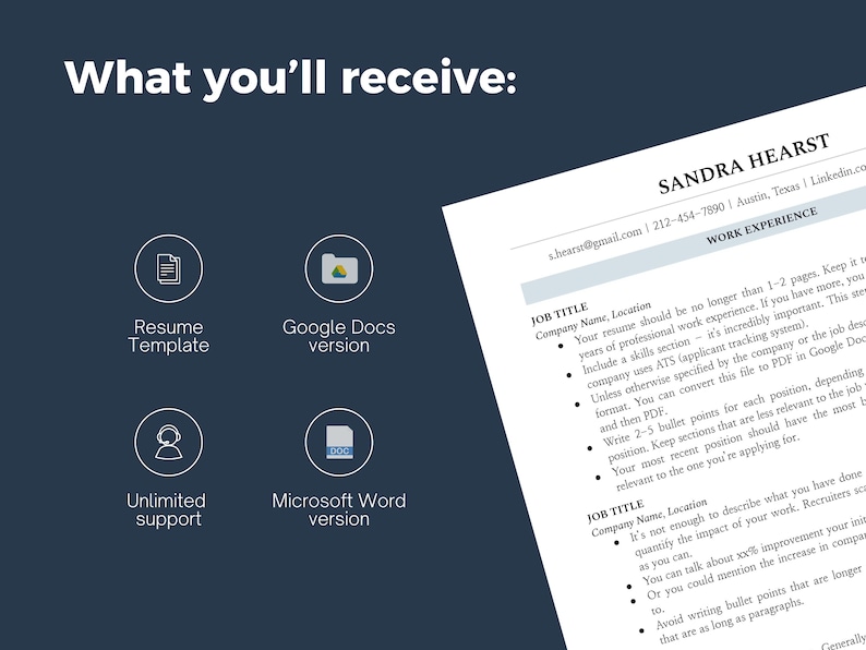 Professional Minimalist Resume Template Single Column Format for Word ...