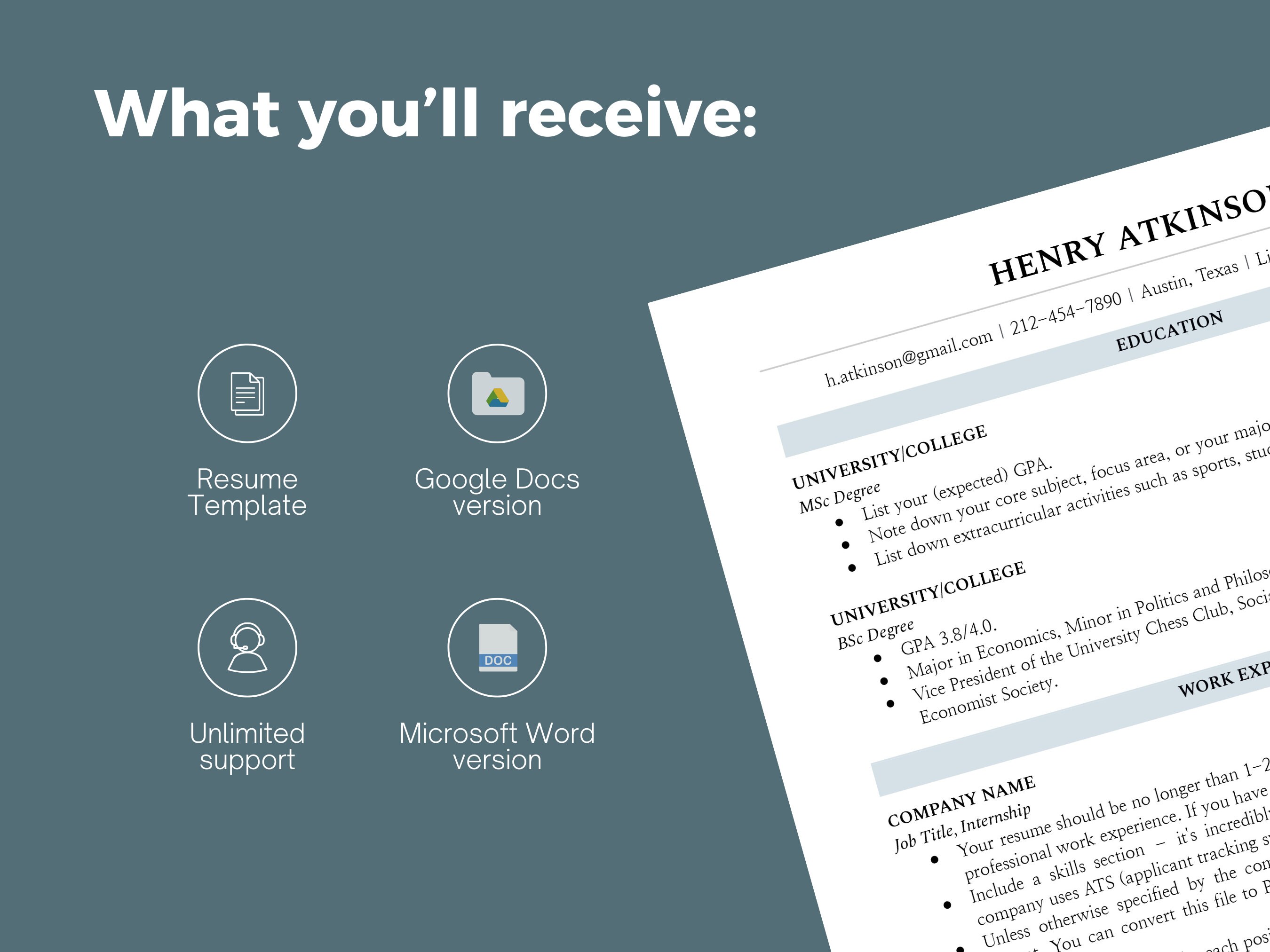 Fresh Grad CV Resume Template for Word, New Graduate Modern Resume, 1 ...