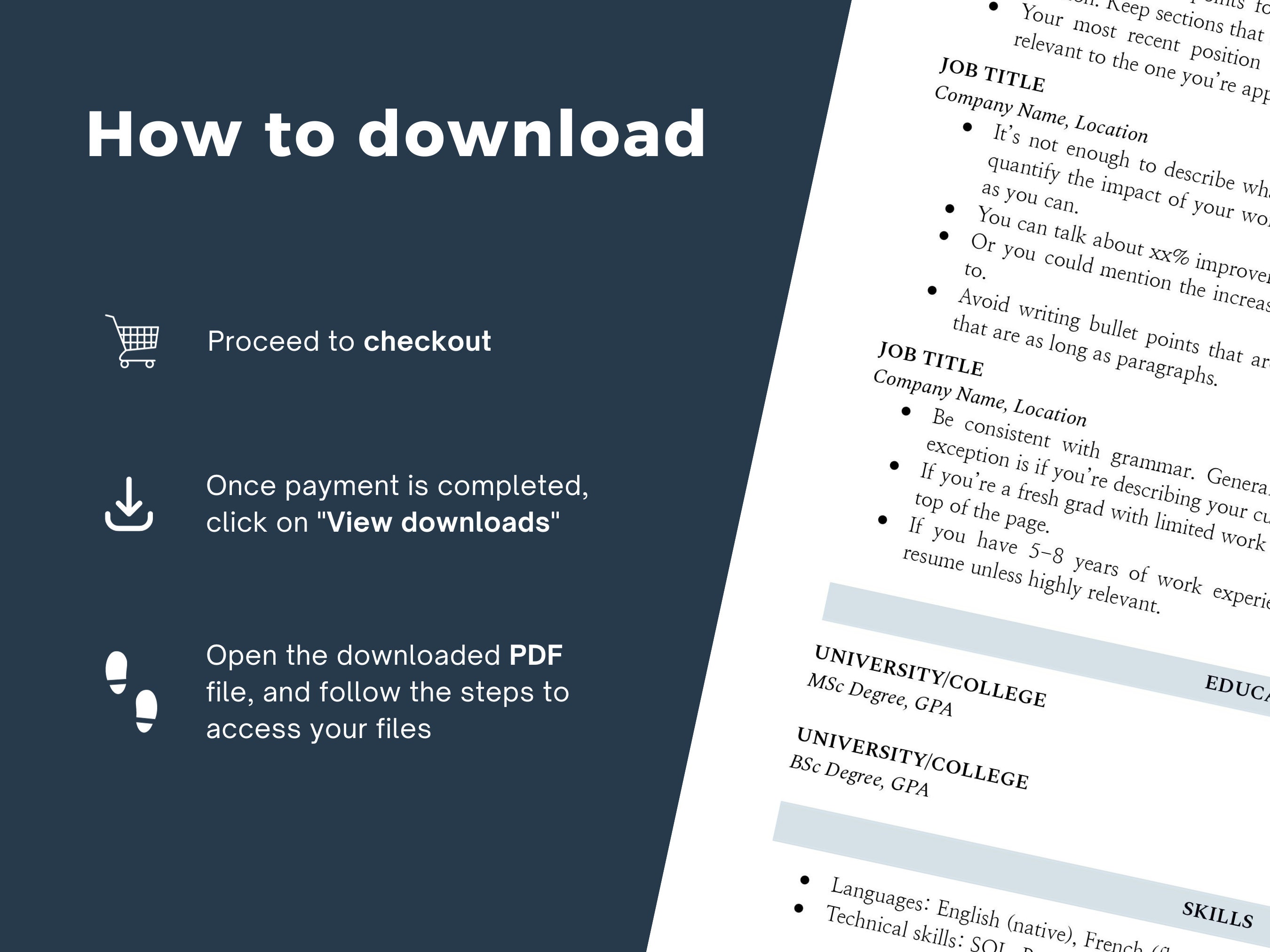Professional Minimalist Resume Template Single Column Format for Word ...