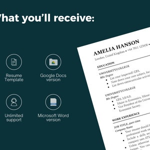 Fresh Grad CV Resume Template for Word, New Graduate Resume, 1 Page ...