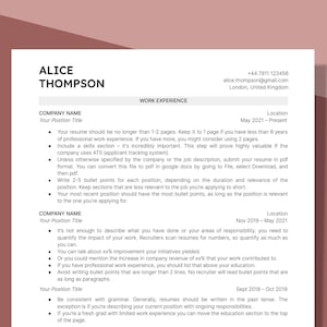 Minimalist Simple Single Column Format Resume Template for Word, Google ...