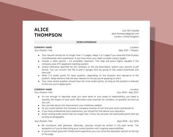 Minimalist Simple CV Resume Template for Word, Google Docs, 1 Page ...