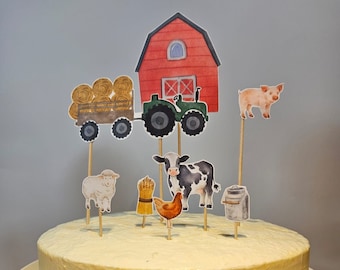 Farm Cake Topper Farm Birthday Party Printable Barnyard - Etsy