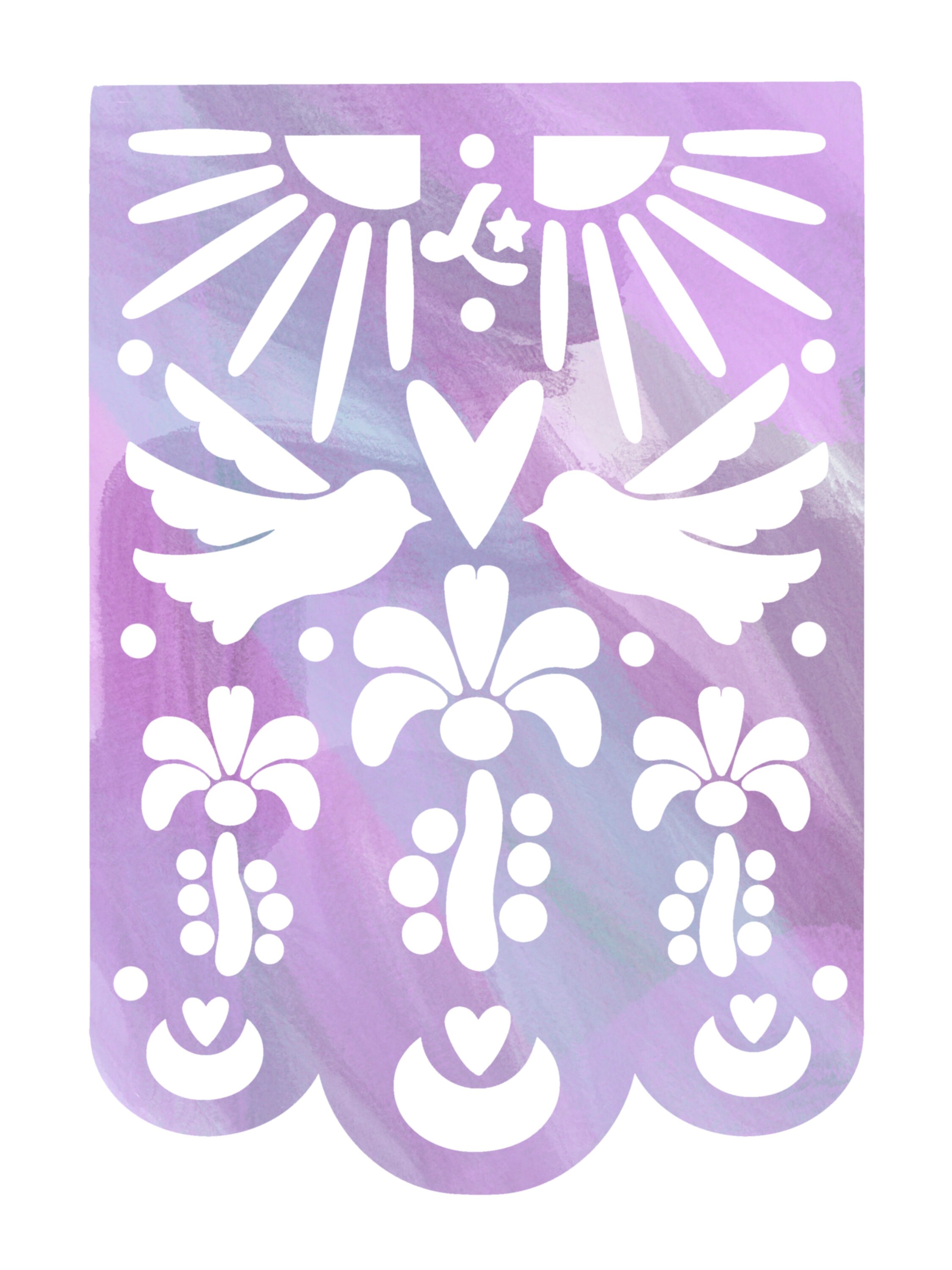 Papel Picado Art, Fiesta Wall Art, Home Decor, Purple Artwork, Mexican ...