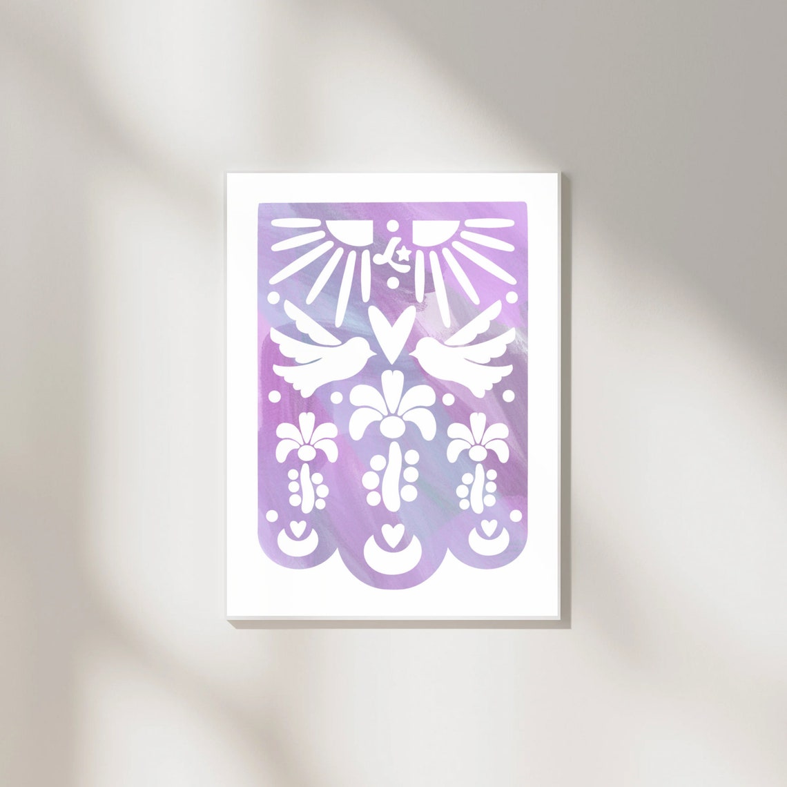 Papel Picado Art, Fiesta Wall Art, Home Decor, Purple Artwork, Mexican ...