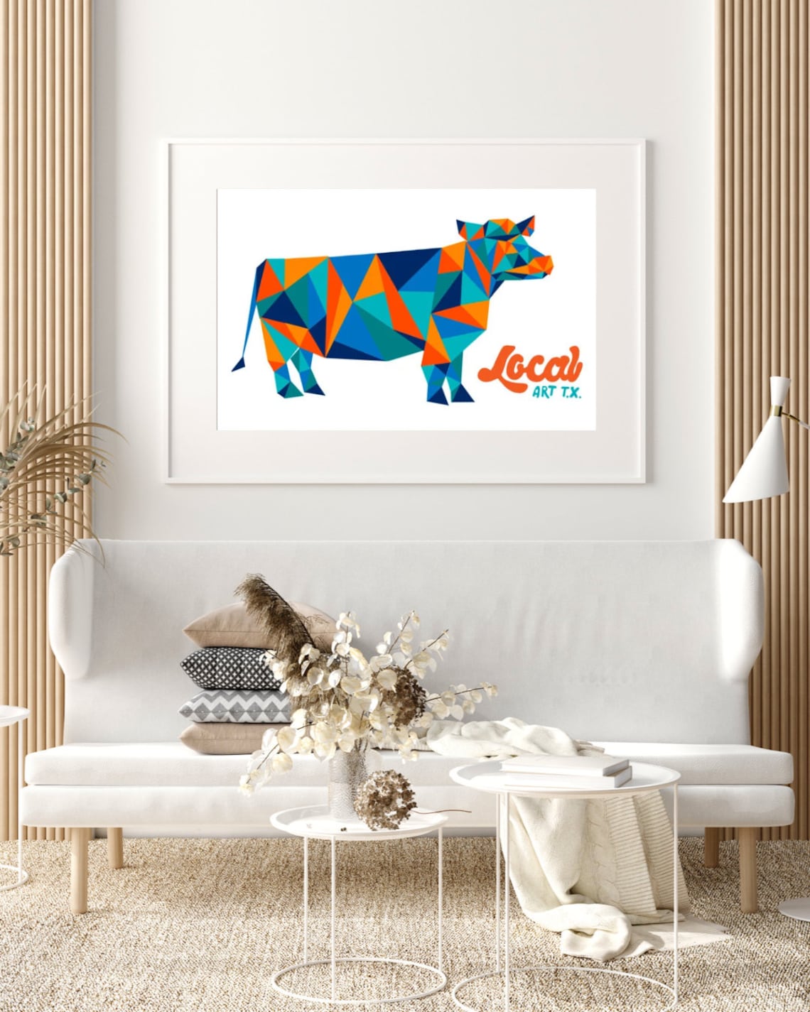 Abstract Cow Art, Cute Cow Print, Geometric Illustration, Texas Art ...