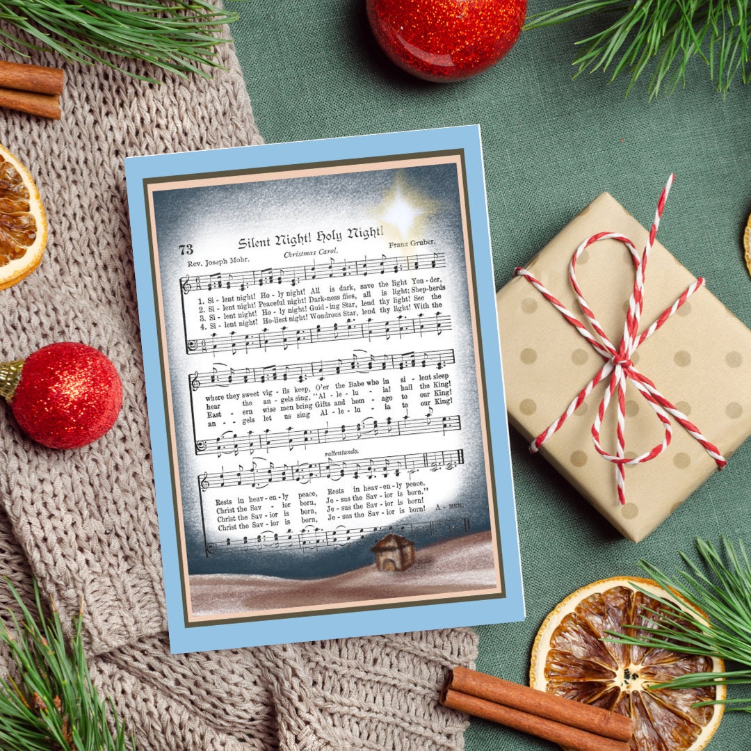 Silent Night: Christmas Card (set of 4) - Etsy