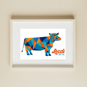 Abstract Cow Art, Cute Cow Print, Geometric Illustration, Texas Art ...