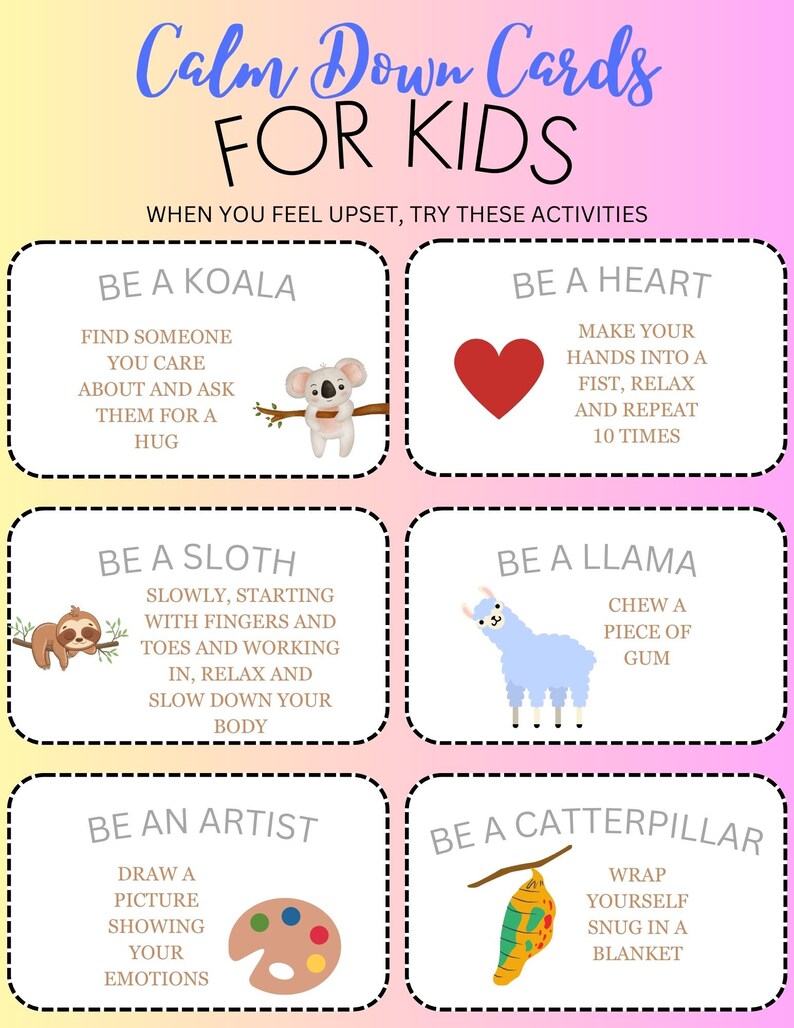 Calm Down Cards - Etsy