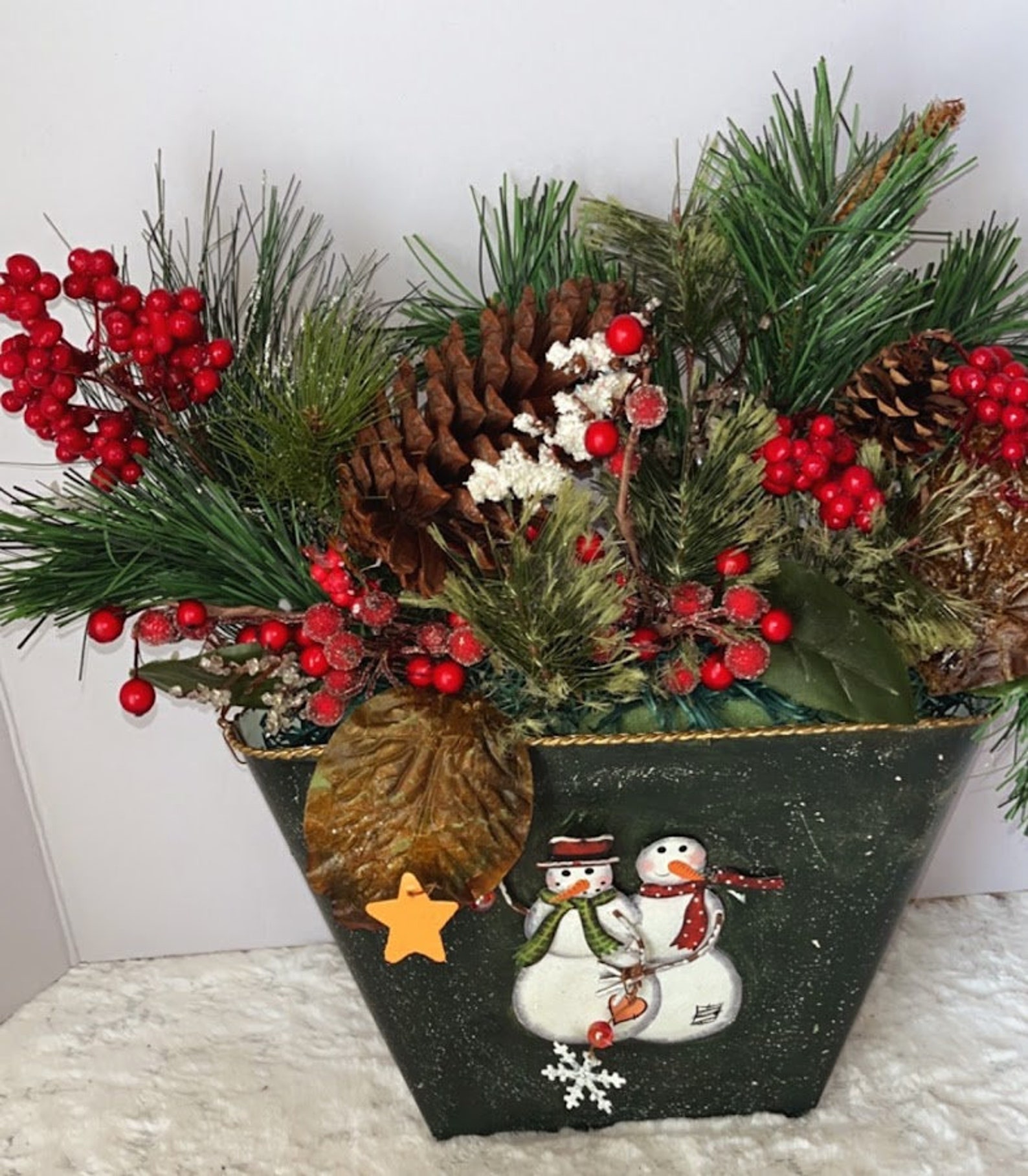 Rustic Snowman Wall Planter Christmas Decoration Winter Decor Home ...