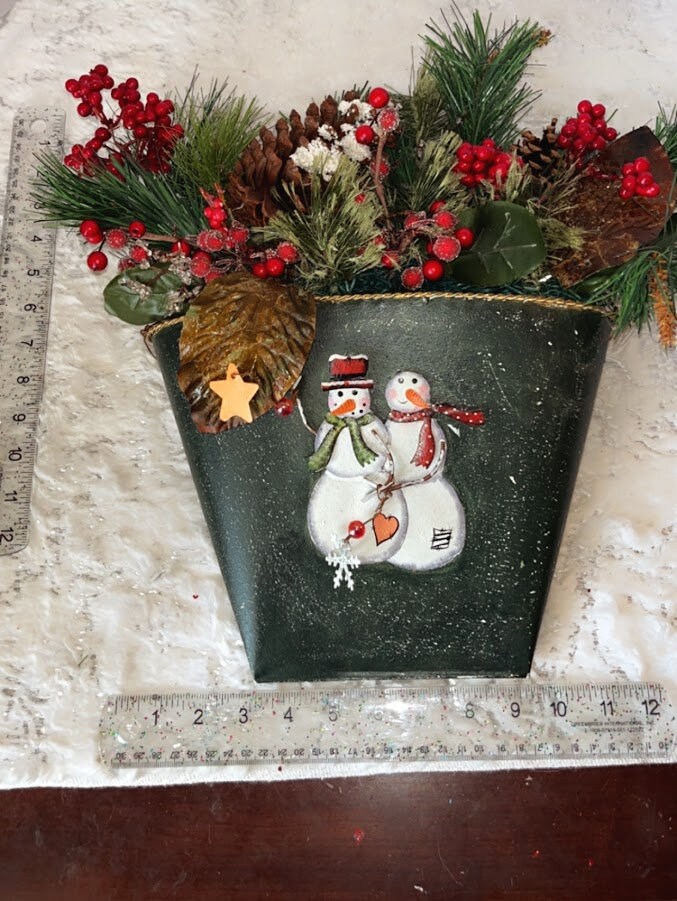 Rustic Snowman Wall Planter Christmas Decoration Winter Decor Home ...