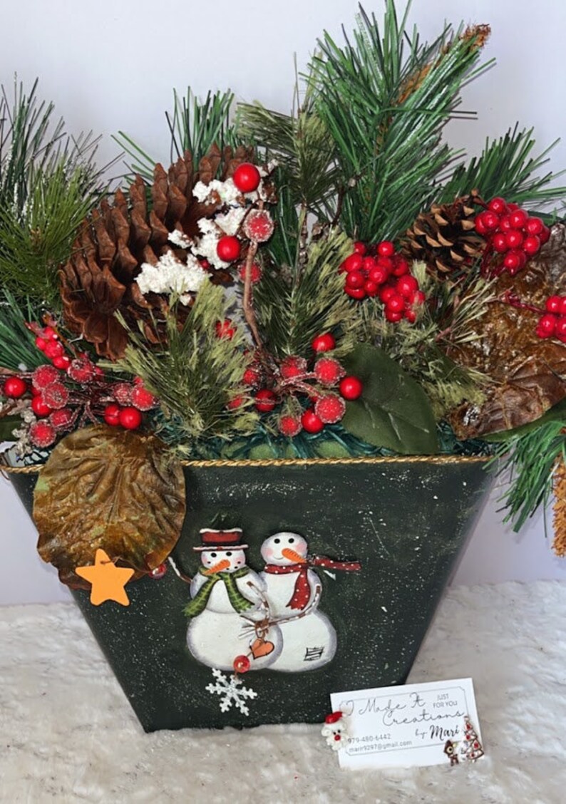 Rustic Snowman Wall Planter Christmas Decoration Winter Decor Home ...