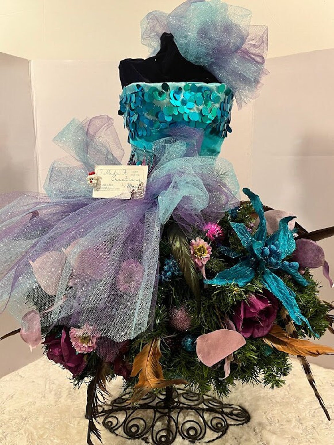 Mannequin Dress Tree Form Peacock Aesthetic Purples and Teals and ...