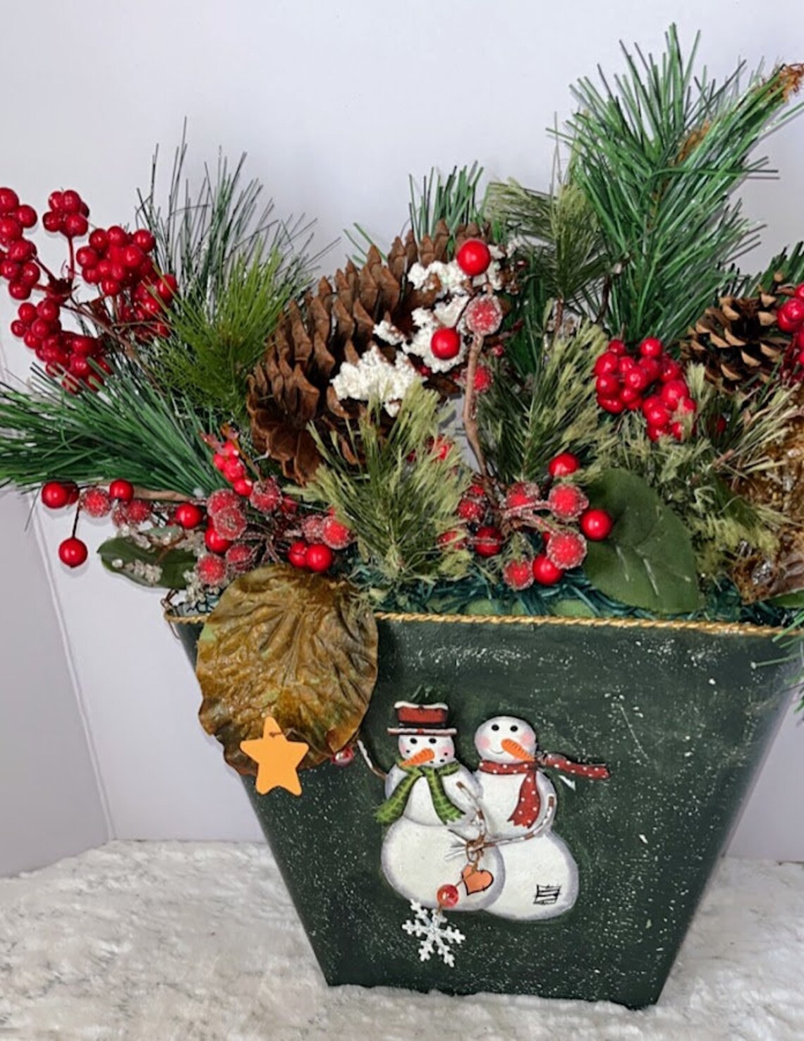 Rustic Snowman Wall Planter Christmas Decoration Winter Decor Home ...