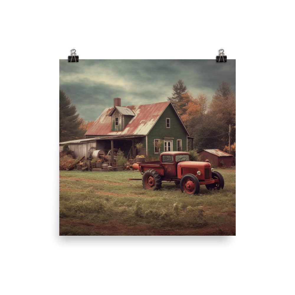 Farm House Poster Rustic Wall Art Photo Print Home Decor Tractor ...