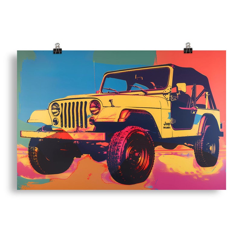 Retro Jeep Poster Vintage Car Wall Art Abstract Painting Print Gift ...